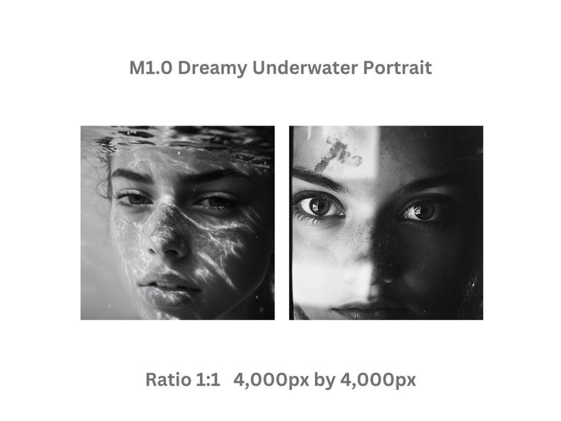 Underwater Portrait Photography Print - Black and White Wall Art ...
