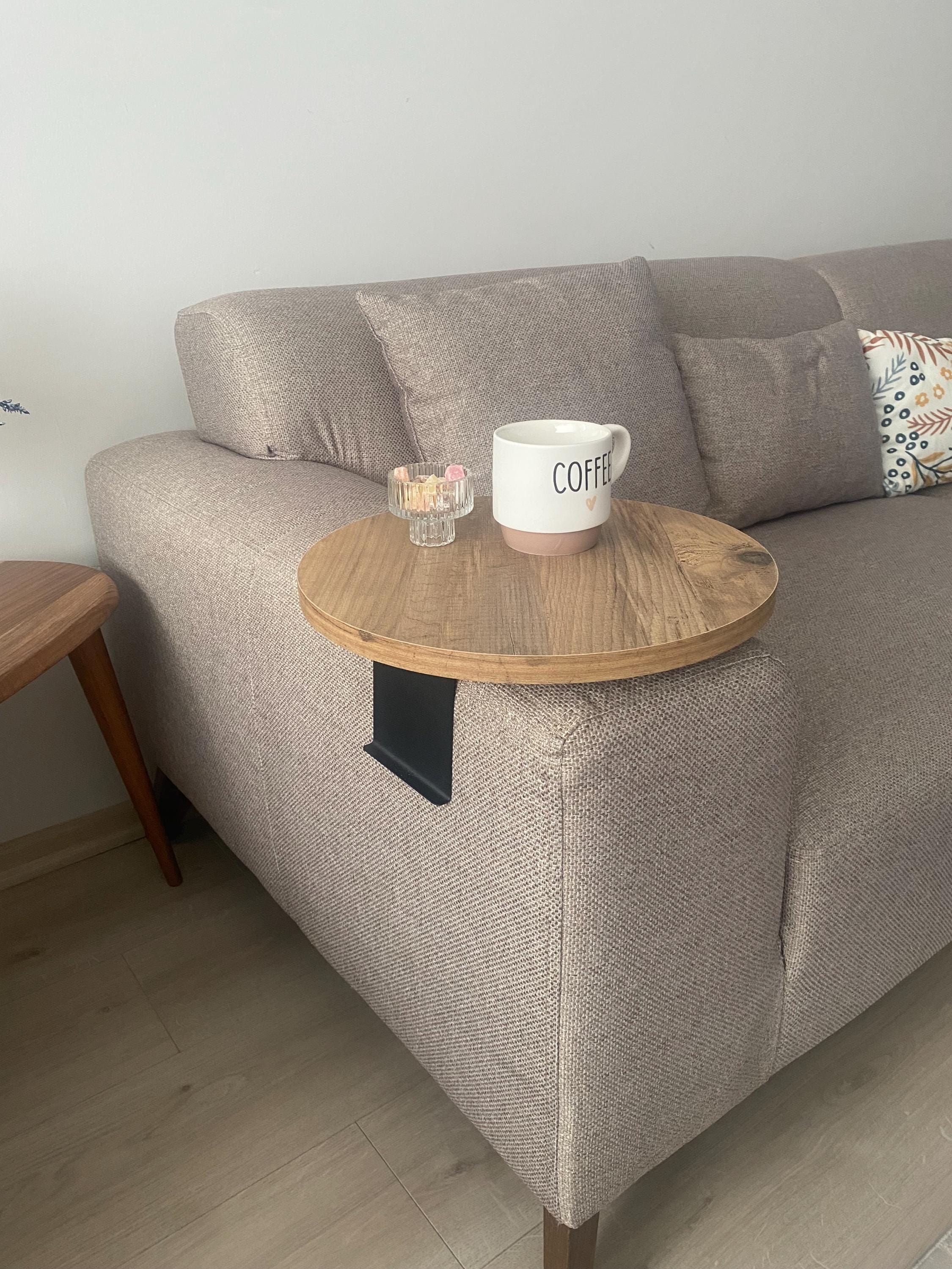 Round Wooden Sofa Side Table, Sofa Arm Table, Wooden Sofa Side Table ...