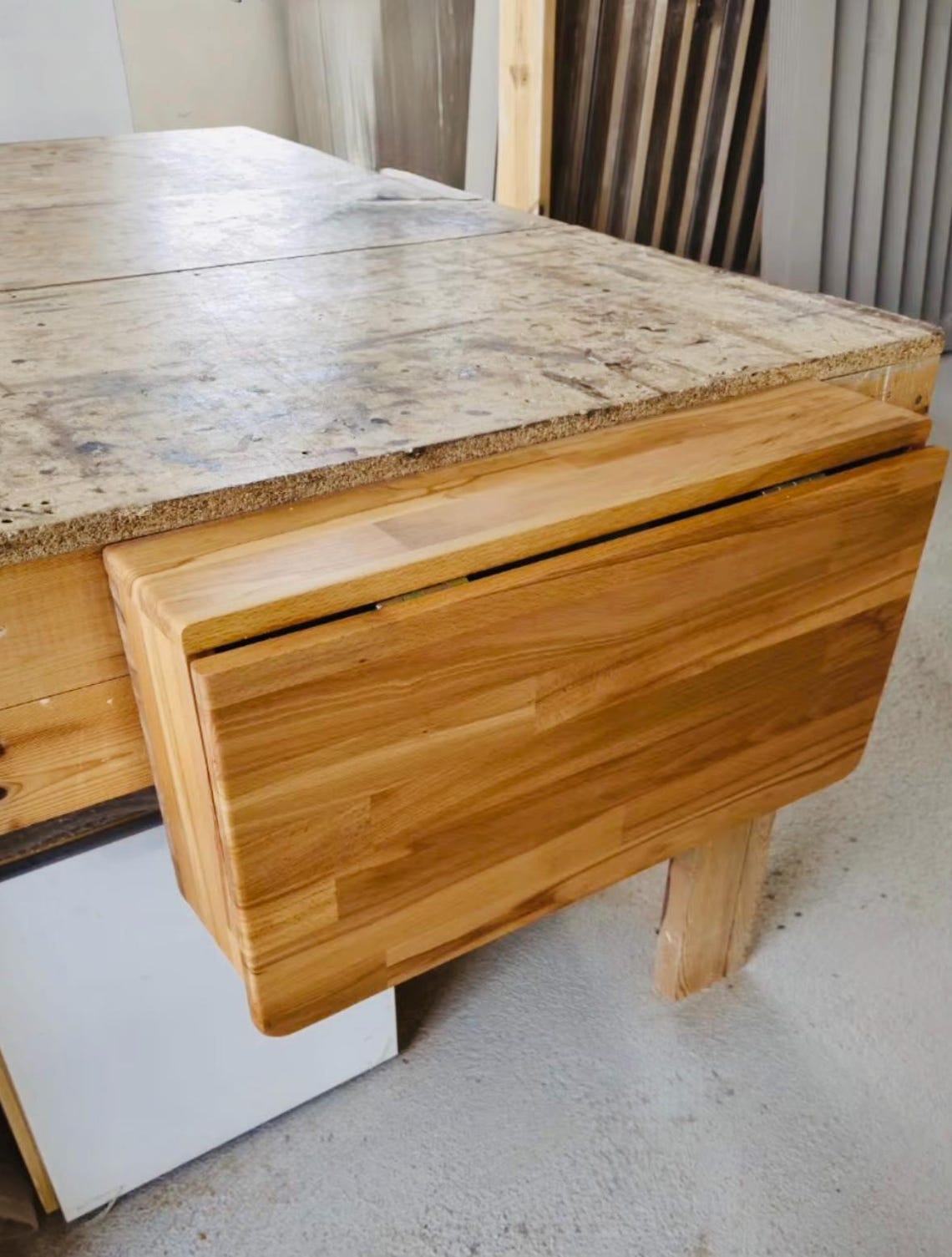 Wall Mounted Natural Wood Murphy Table, Wooden Study Table With ...