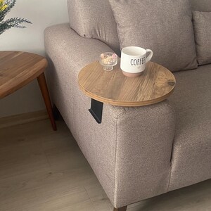 Round Wooden Sofa Side Table, Sofa Arm Table, Wooden Sofa Side Table ...