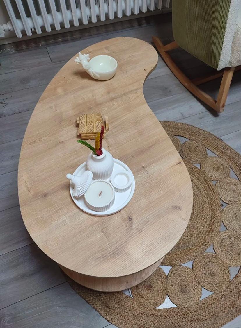 Bean Center Table, Wooden Leg Coffee Table, Decorative Coffee Table ...