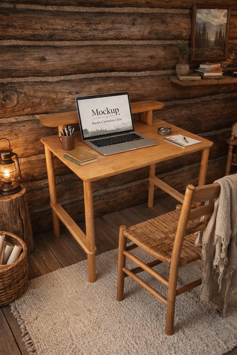 Handmade Natural Wood Computer Desk With Monitor Shelf - Etsy