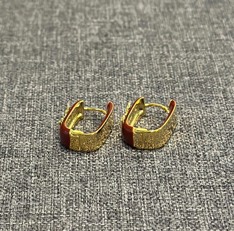 Vintage Yves Saint Laurent Burgundy Red Golden YSL Earrings VTG Gold ...