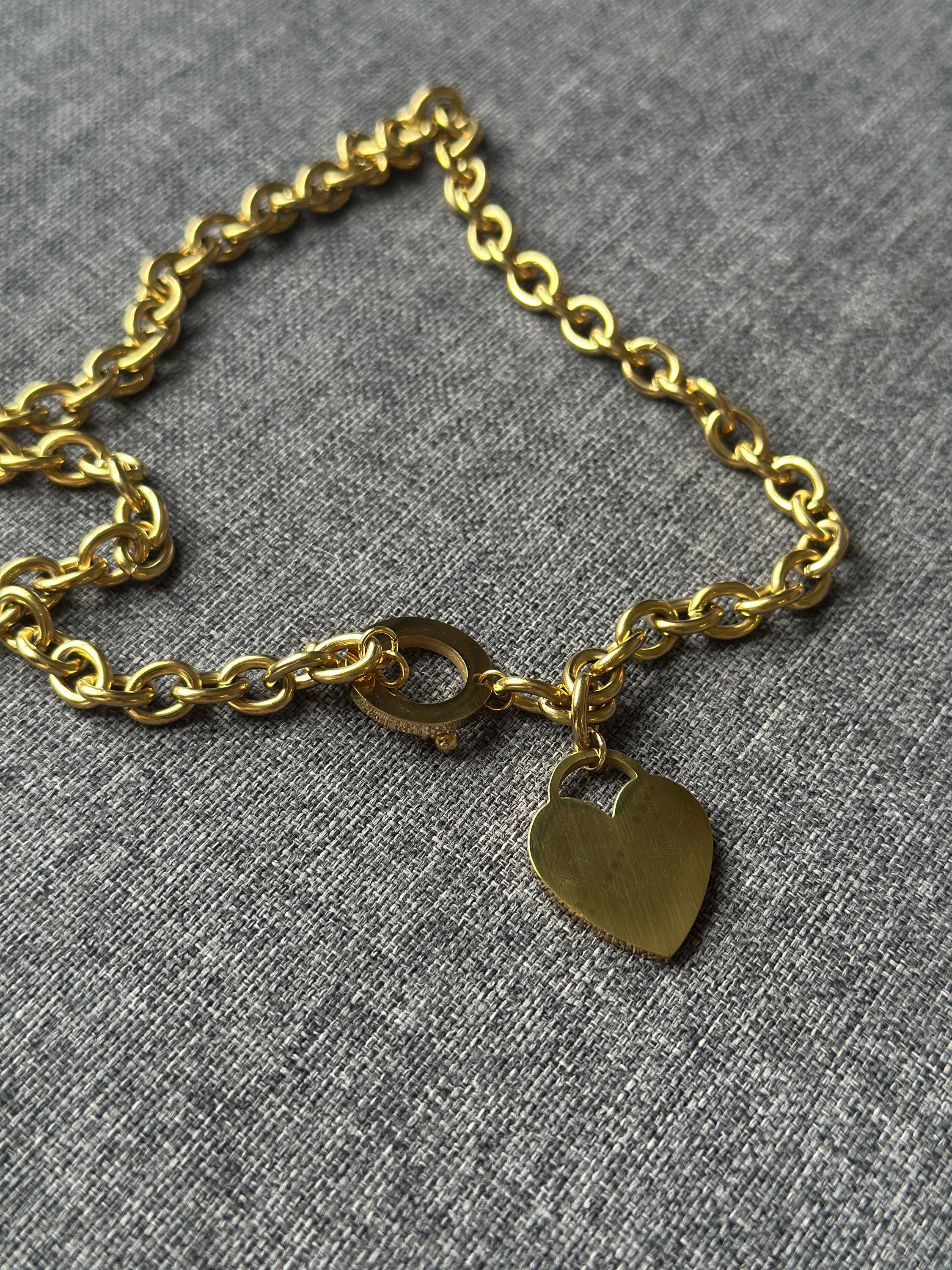 VTG Tiffany & Co Golden Chain Necklace Vintage Gold Heart Tag Ring ...