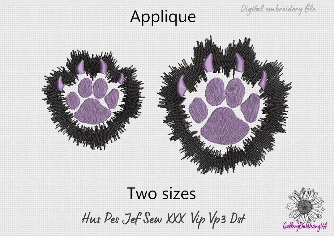 Cat Paw Applique, Tiger Paw Applique, Animal Paw Applique, Digital ...