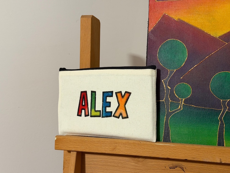 Canvas Zipper Pouch / Custom Name Canvas Pencil Case - Etsy