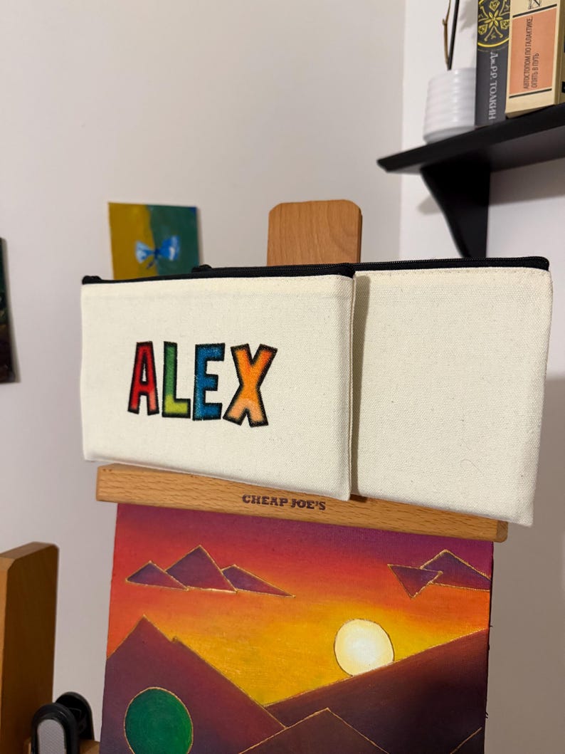 Canvas Zipper Pouch / Custom Name Canvas Pencil Case - Etsy
