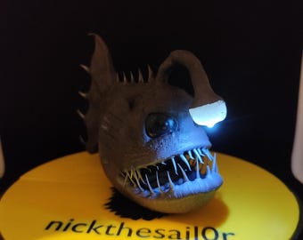 Deep Sea Angler Fish Made With Wood and Epoxy. Has Bright Twist on ...
