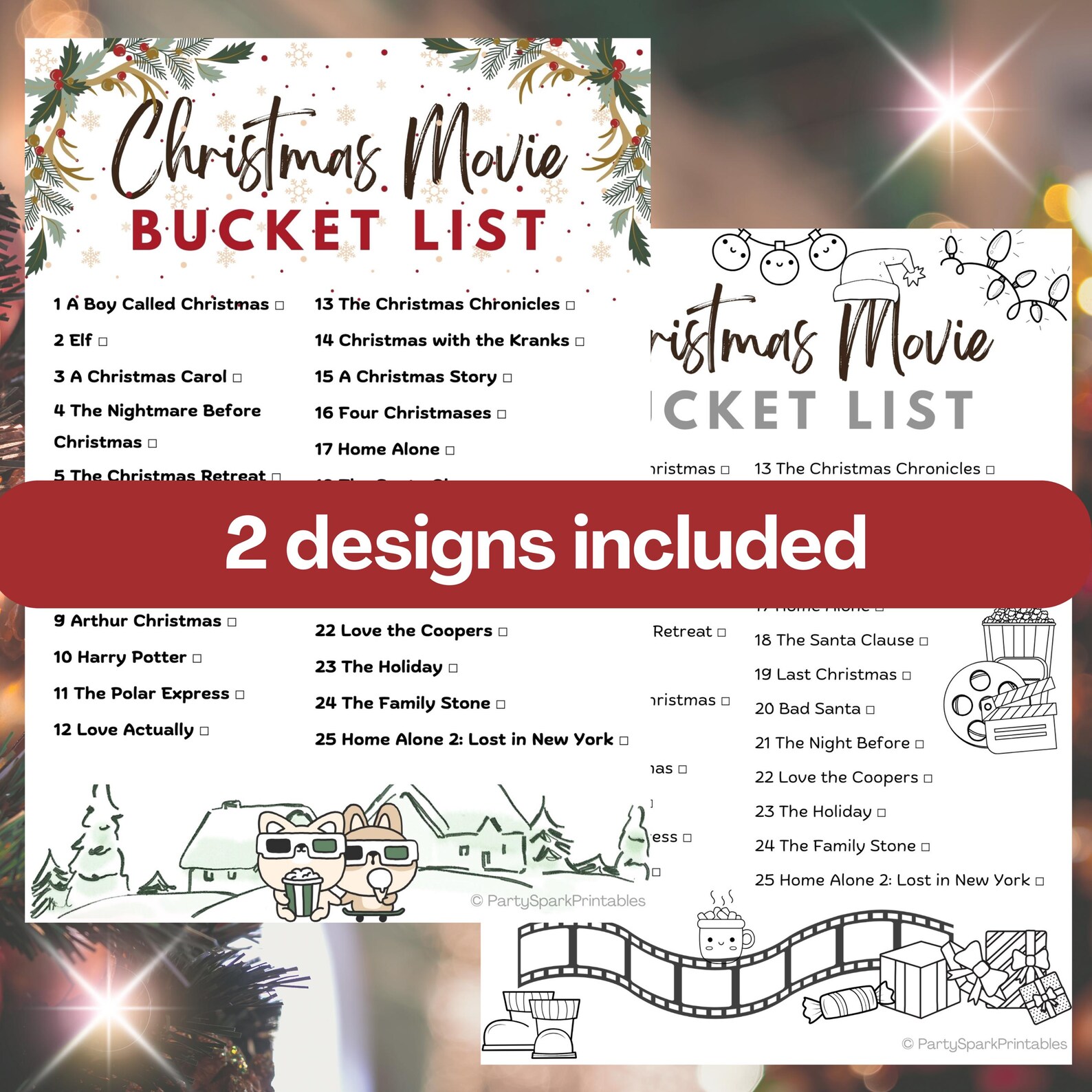 Christmas Movie Bucket List Printable, Holiday Checklist (PDF) - Etsy
