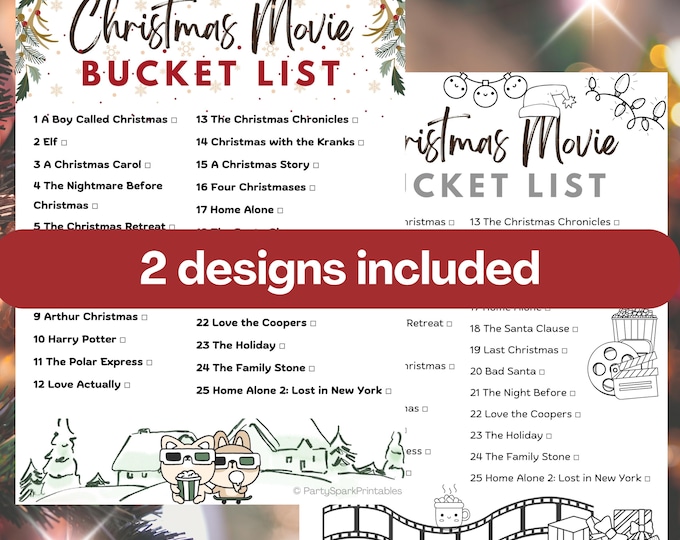 Christmas Movie Bucket List Printable, Christmas Movie Checklist, Fun ...