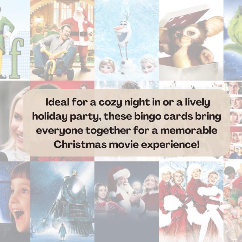 Christmas Movie Bingo Cards, Printable Holiday Games, Xmas Traditions ...