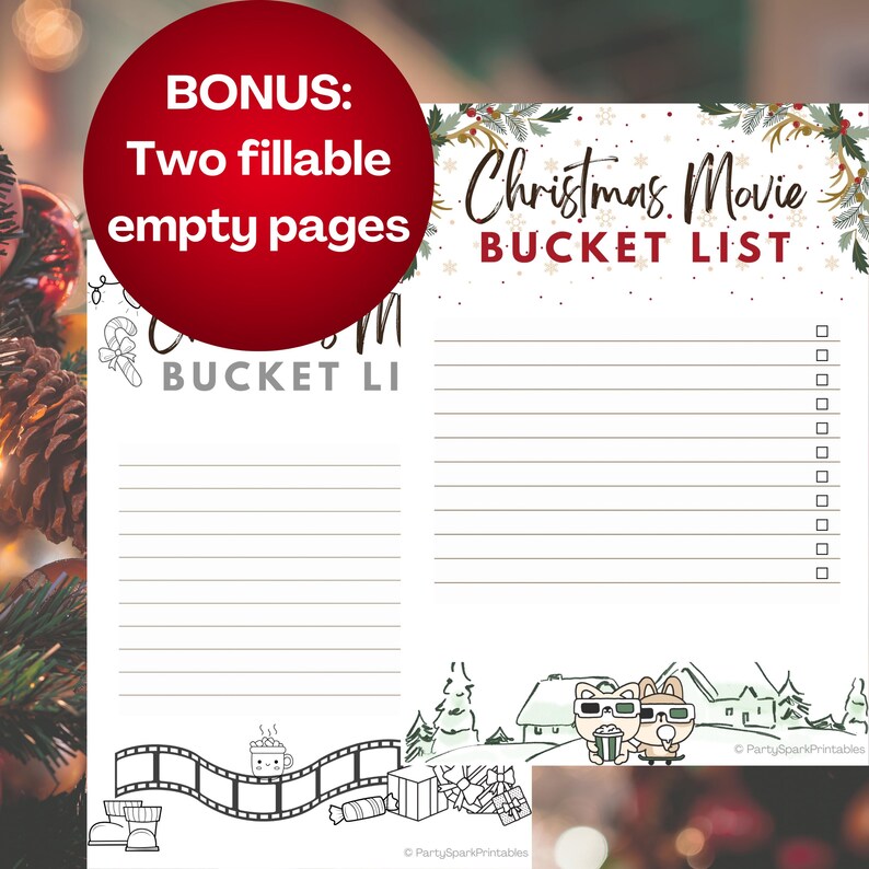 Christmas Movie Bucket List Printable, Christmas Movie Checklist, Fun ...
