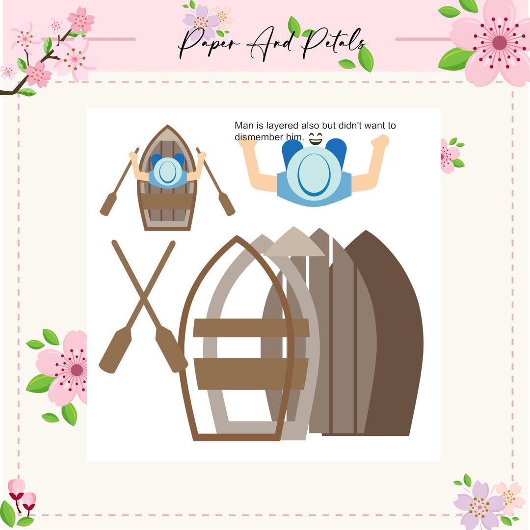 Layered Man and Boat Card Cut File: Fishing Theme (digital Download) - Etsy