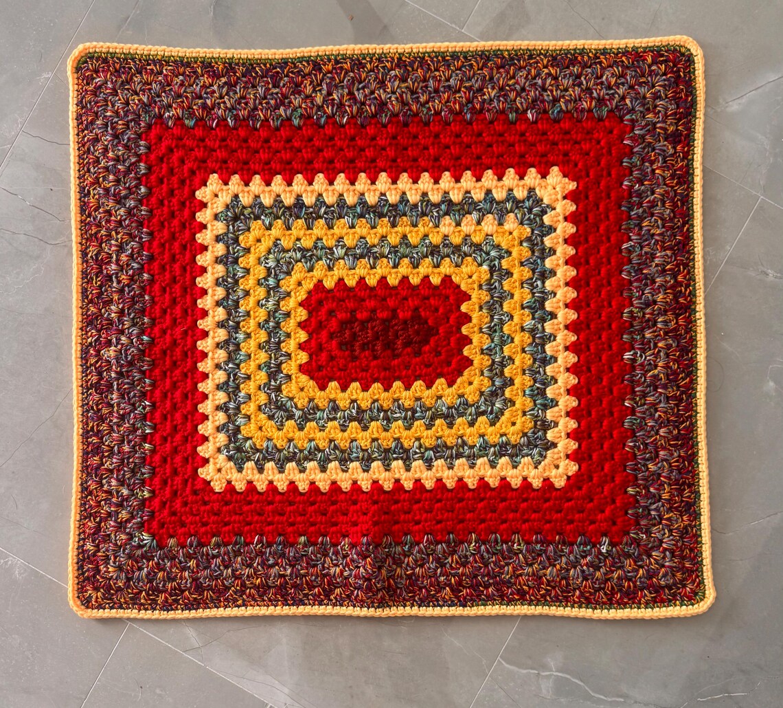 Hand Crocheted Granny Square Cotton Door Mat - Etsy