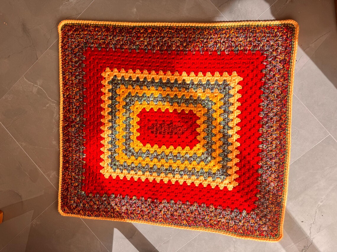 Hand Crocheted Granny Square Cotton Door Mat - Etsy