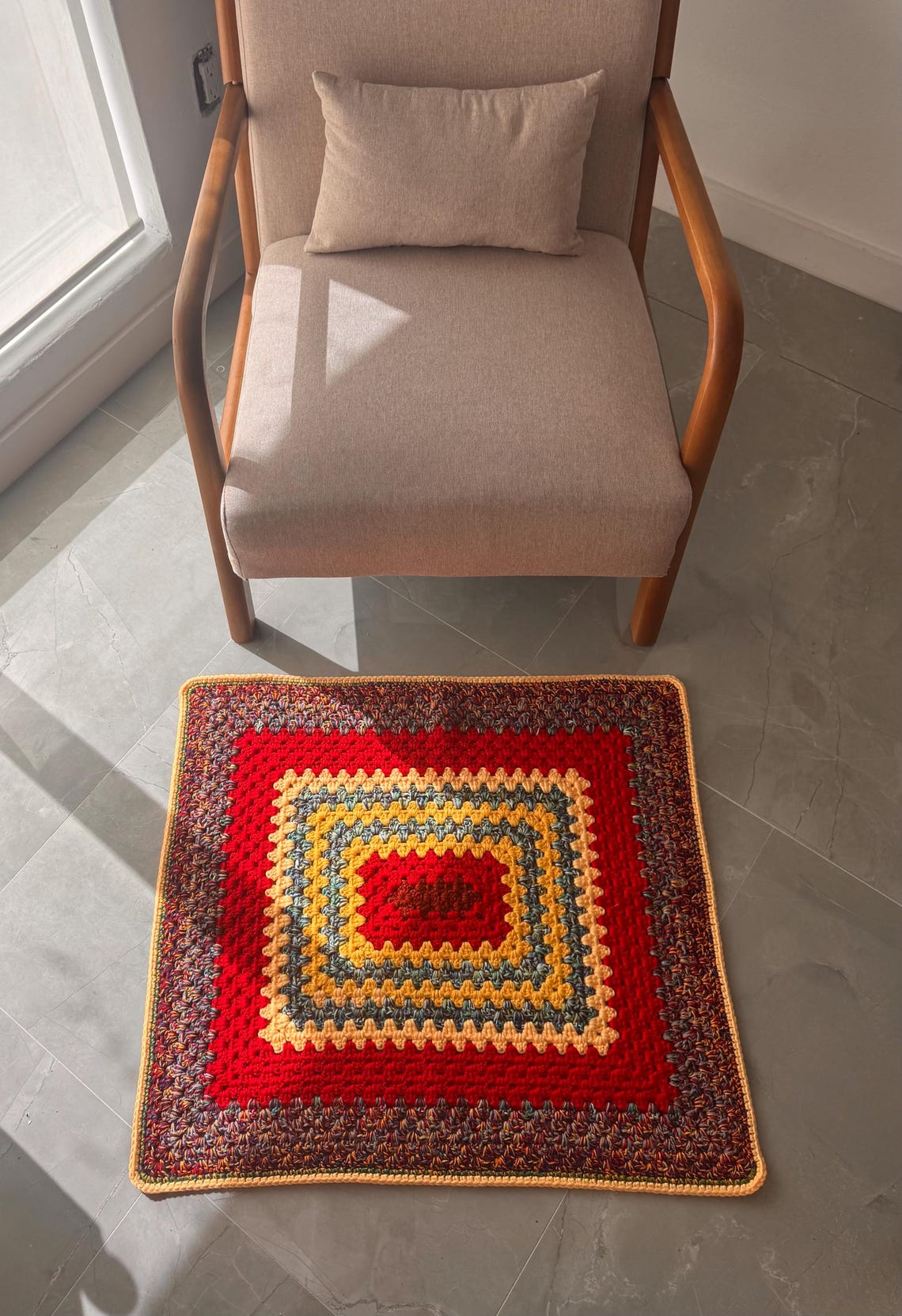 Hand Crocheted Granny Square Cotton Door Mat - Etsy