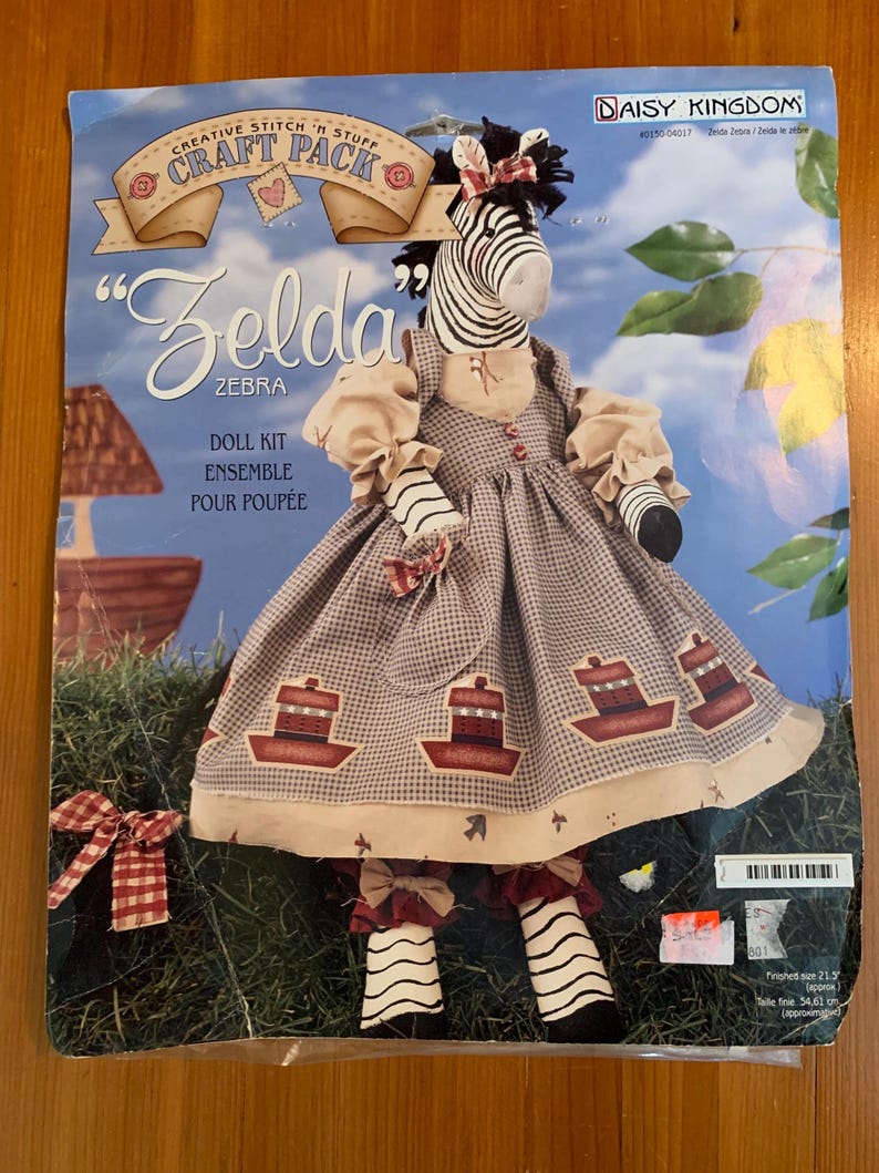 Zelda the Zebra 1997 Daisy Kingdom Doll Kit. Stitch and Stuff Craft ...