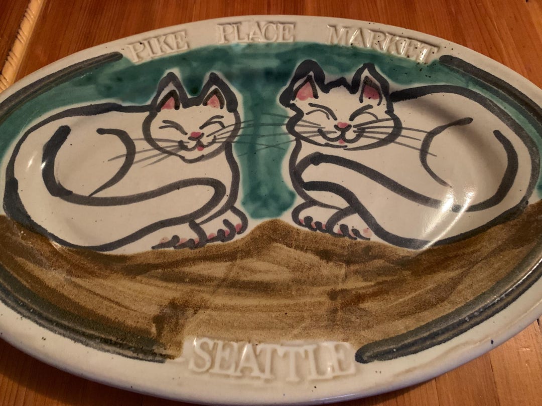 Rare Large Visually Stunning Sally Christopher, Double Cat Serving ...