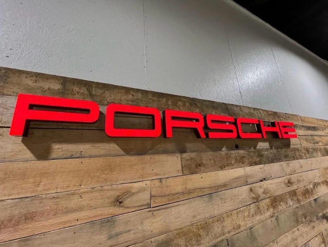 Porsche Plexi Wall Sign Logo Crest Dealership Sign Metal Crest Letter ...