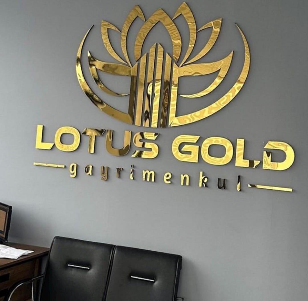 Custom Business Logo, Reception Logo Sign, Spa Decor, Gold Mirror Sign ...