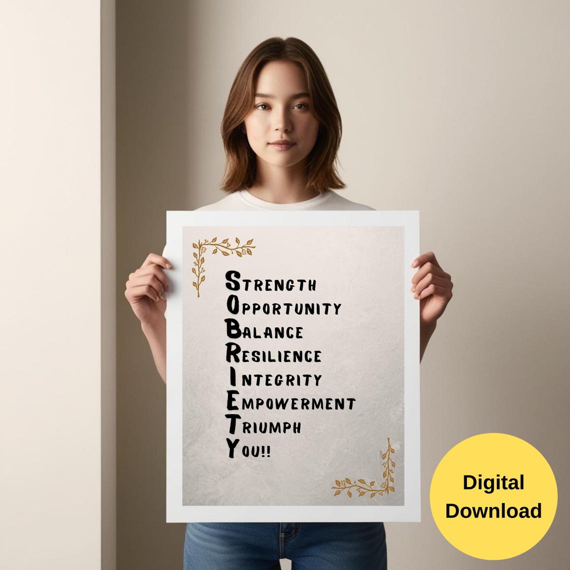 Sobriety Acrostic Poster: Inspirational Recovery Gift (digital Download ...