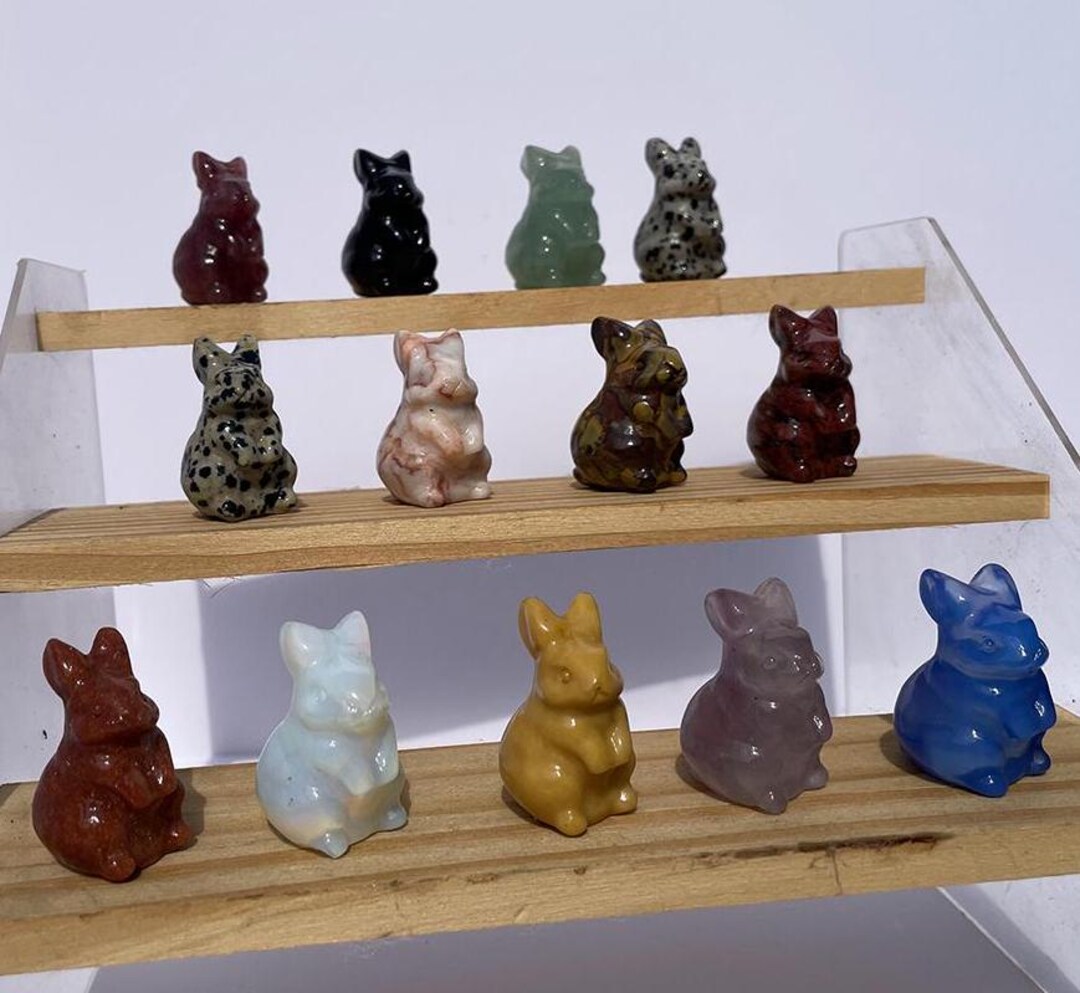 Mini Crystal Bunny, Cute Bunny Decoration, Gemstone Bunny Carving ...