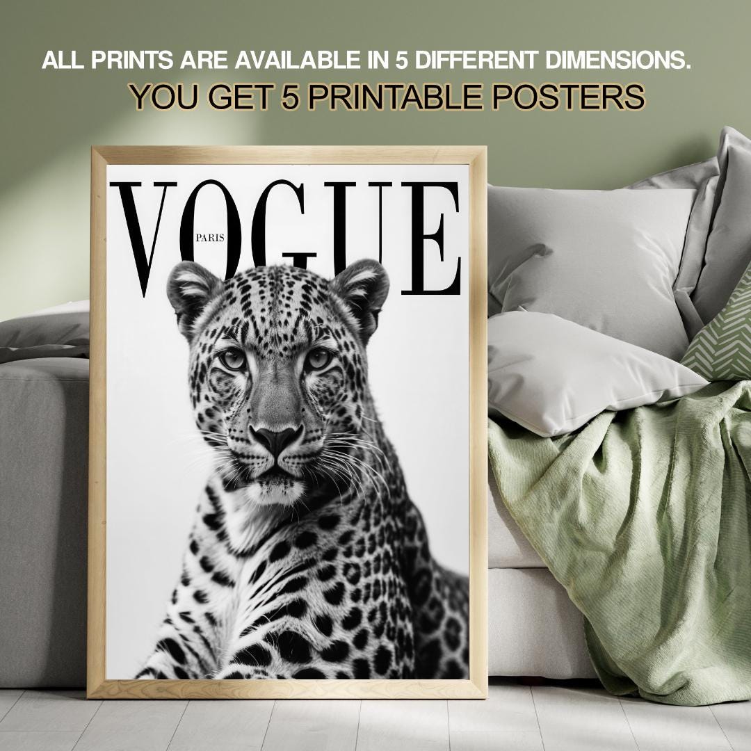 Animal Print Leopard Wall Art Vogue Print, Vintage Fashion Photo, Art ...