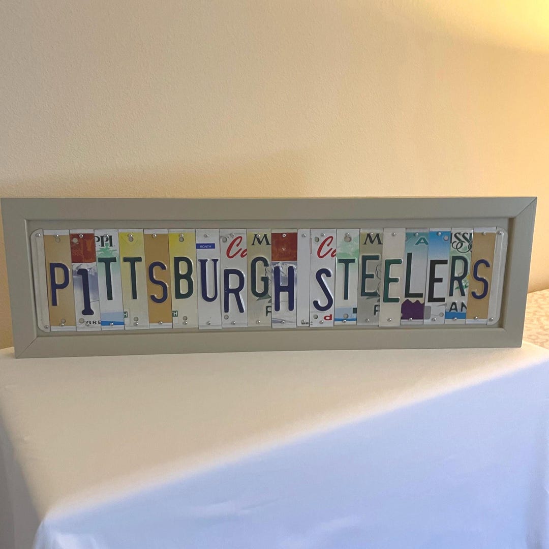 Pittsburgh Steelers Fan Sign License Plate Sign Framed Pine Wall Art ...