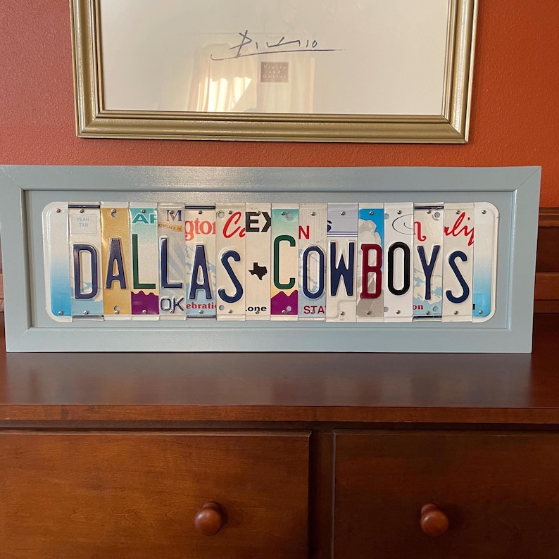 Dallas Cowboys Fan Sign License Plate Sign Framed Pine Wall Art Gift ...
