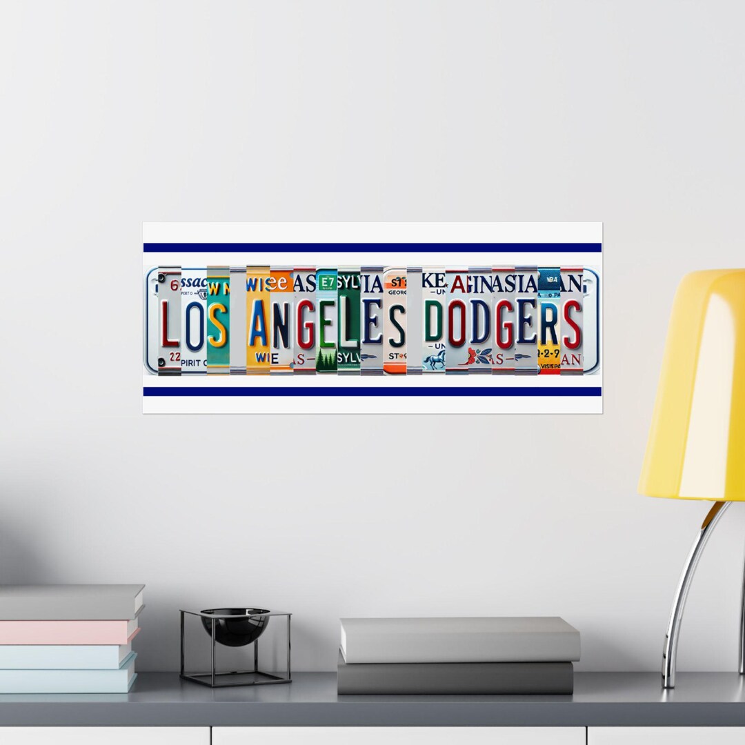 Los Angeles Dodgers Fan Poster License Plate Style Letters on 24"x10 ...