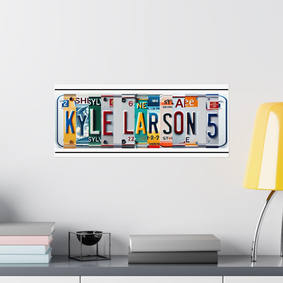 Kyle Larson Fan Poster License Plate Style Letters on 24"x10" Matte ...
