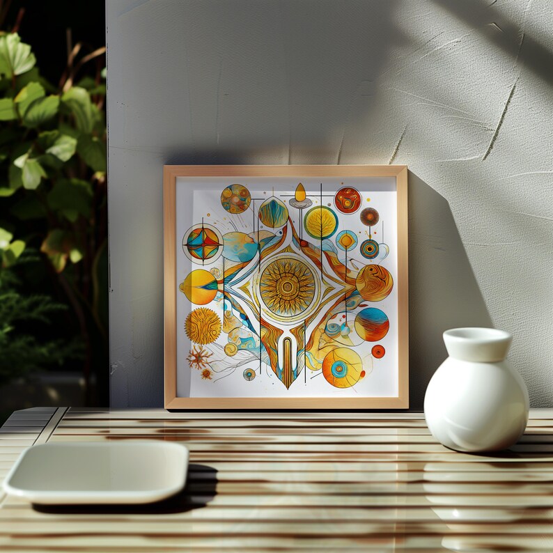 Abstract Celestial Mandala Art Print - Vibrant Cosmic Design - Etsy