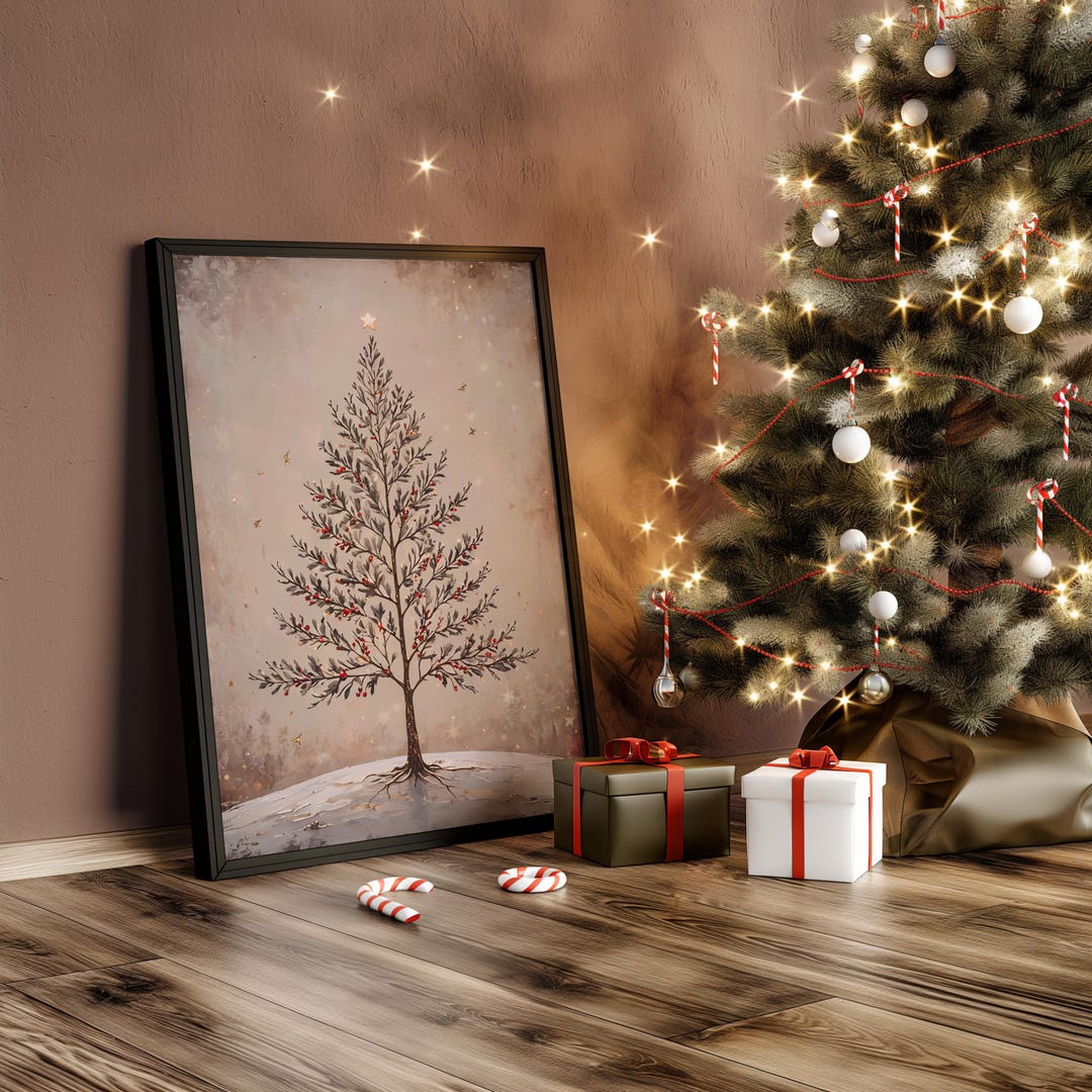Minimal Christmas Tree Art - Elegant Festive Digital Download | Holiday ...
