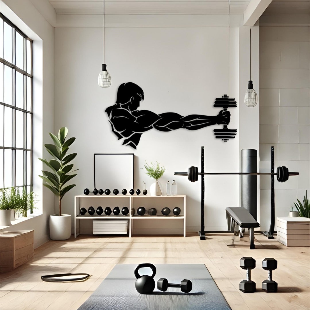 Letrero de gimnasio con mancuernas, decoración de gimnasio, decoración ...