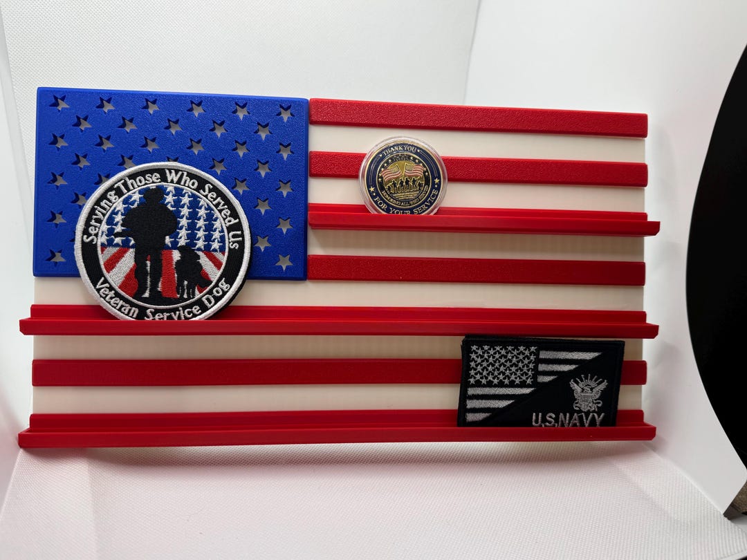3D Printed American Flag Challenge Coin Display Patriotic Desktop ...