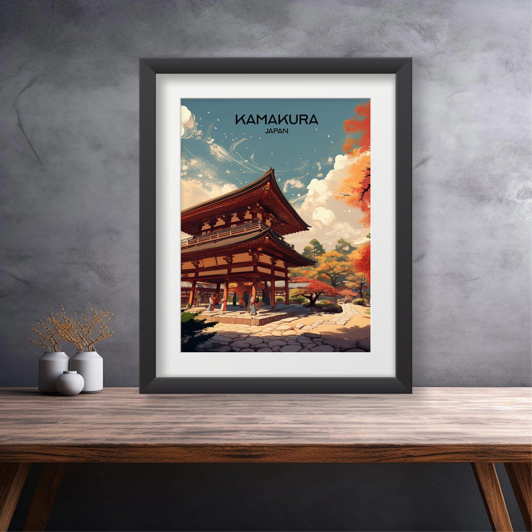 Kamakura Poster Kamakura Print Travel Poster Kamakura, Japan Engaku-ji ...