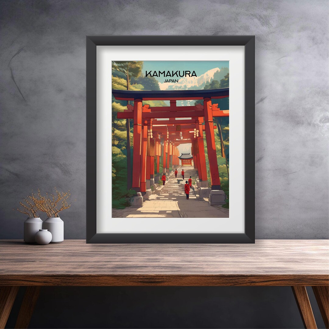 Kamakura Poster Kamakura Print Travel Poster Kamakura, Japan Sasuke ...