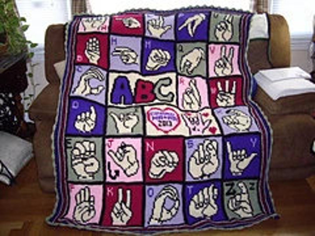 Pattern-american Sign Language Afghan Done in Afghan Stitch - Etsy