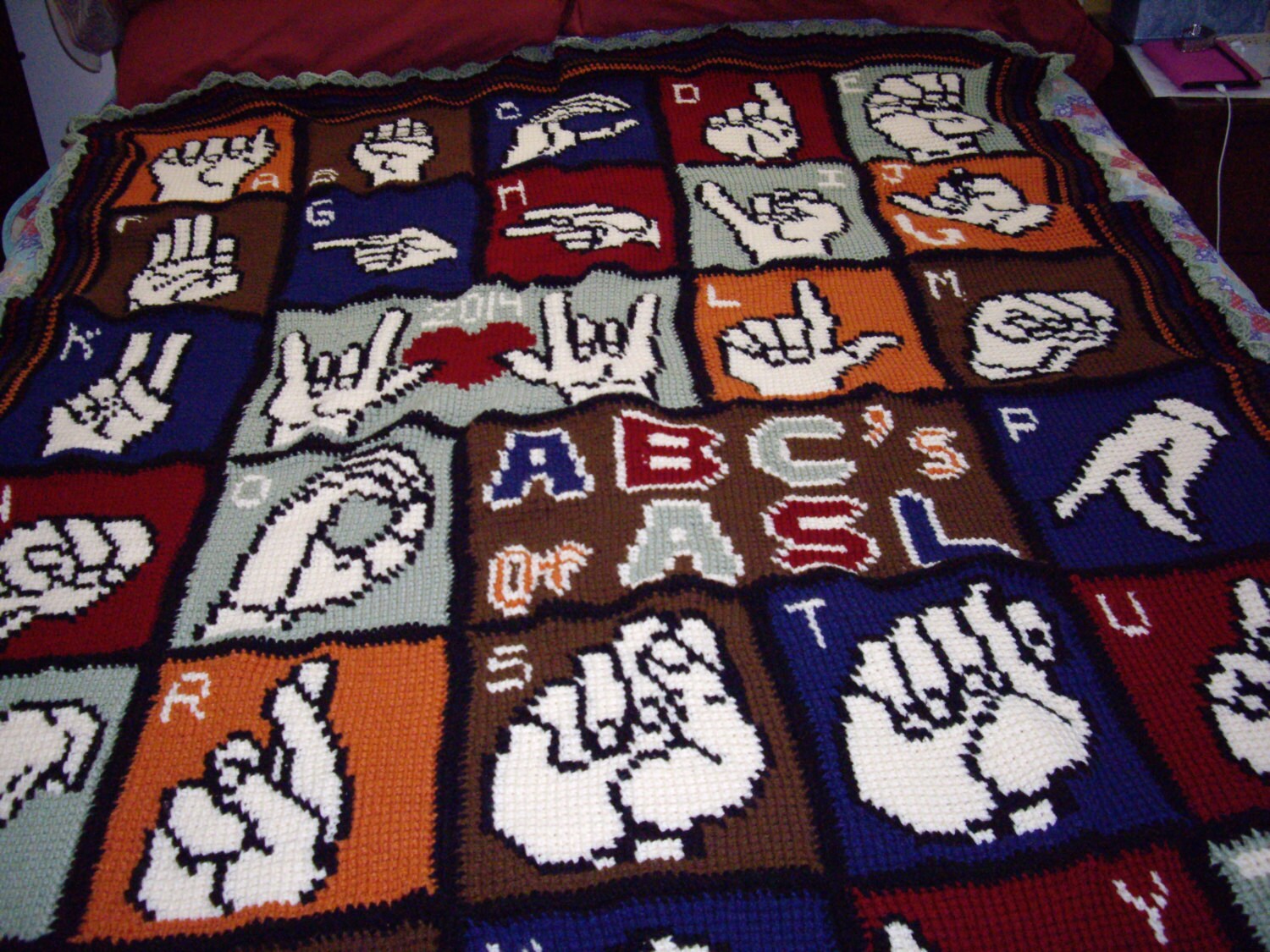 Pattern-american Sign Language Afghan Done in Afghan Stitch - Etsy
