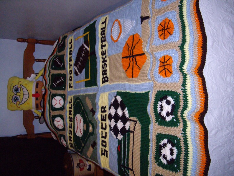 Pattern-boy Sports Afghan for Twin Bed - Etsy