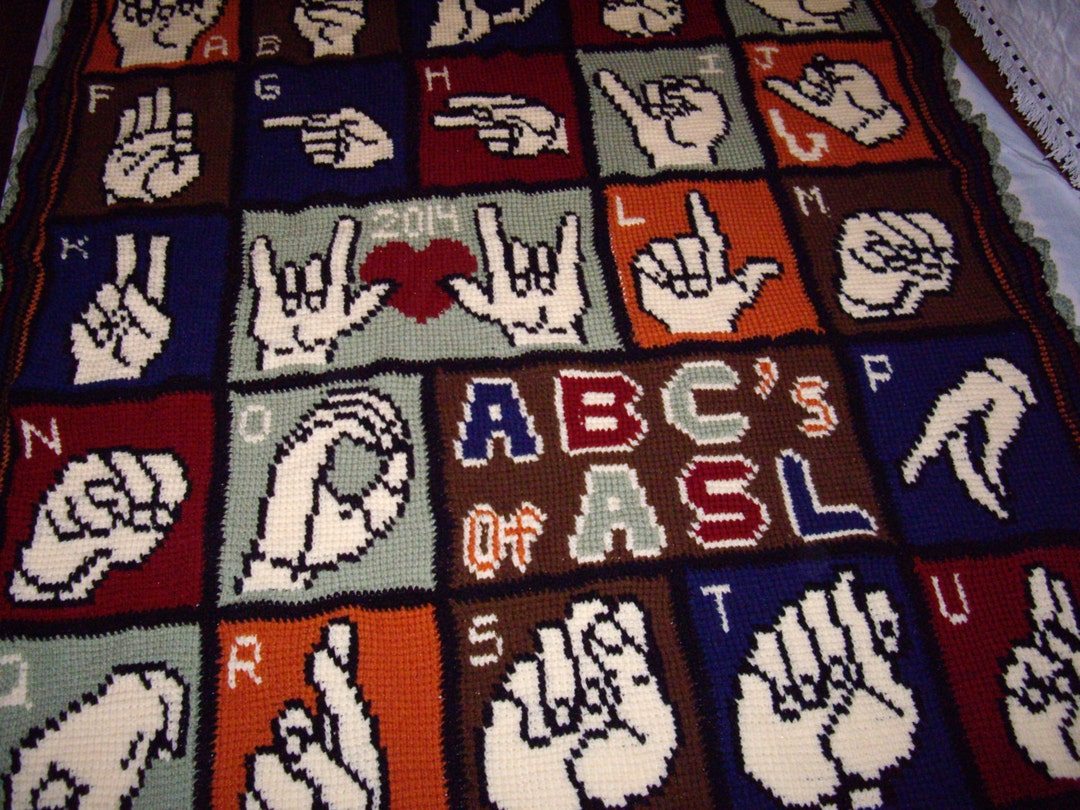 Pattern-american Sign Language Afghan Done in Afghan Stitch - Etsy