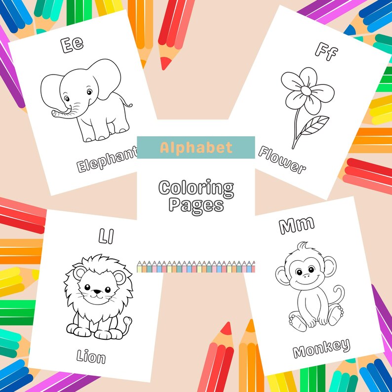 26 Printable ABC Alphabet Coloring Pages Worksheets for Kids: Preschool ...