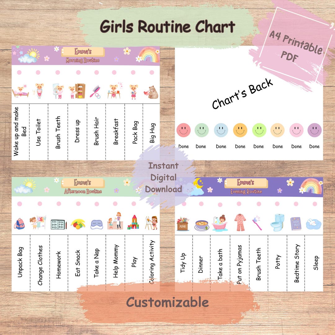 Kids Flip Routine Chart, Toddler Chart for Kids, Girls Daily Chore ...