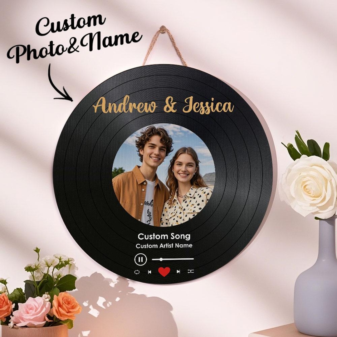 Personalized Photo Vinyl Record Wood Sign, Custom Music Gift - Etsy