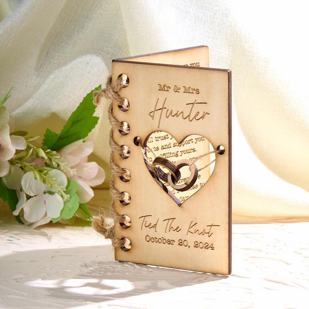Personalized Wooden Wedding Vow Book Engraved Vow Keepsake Custom Bride ...