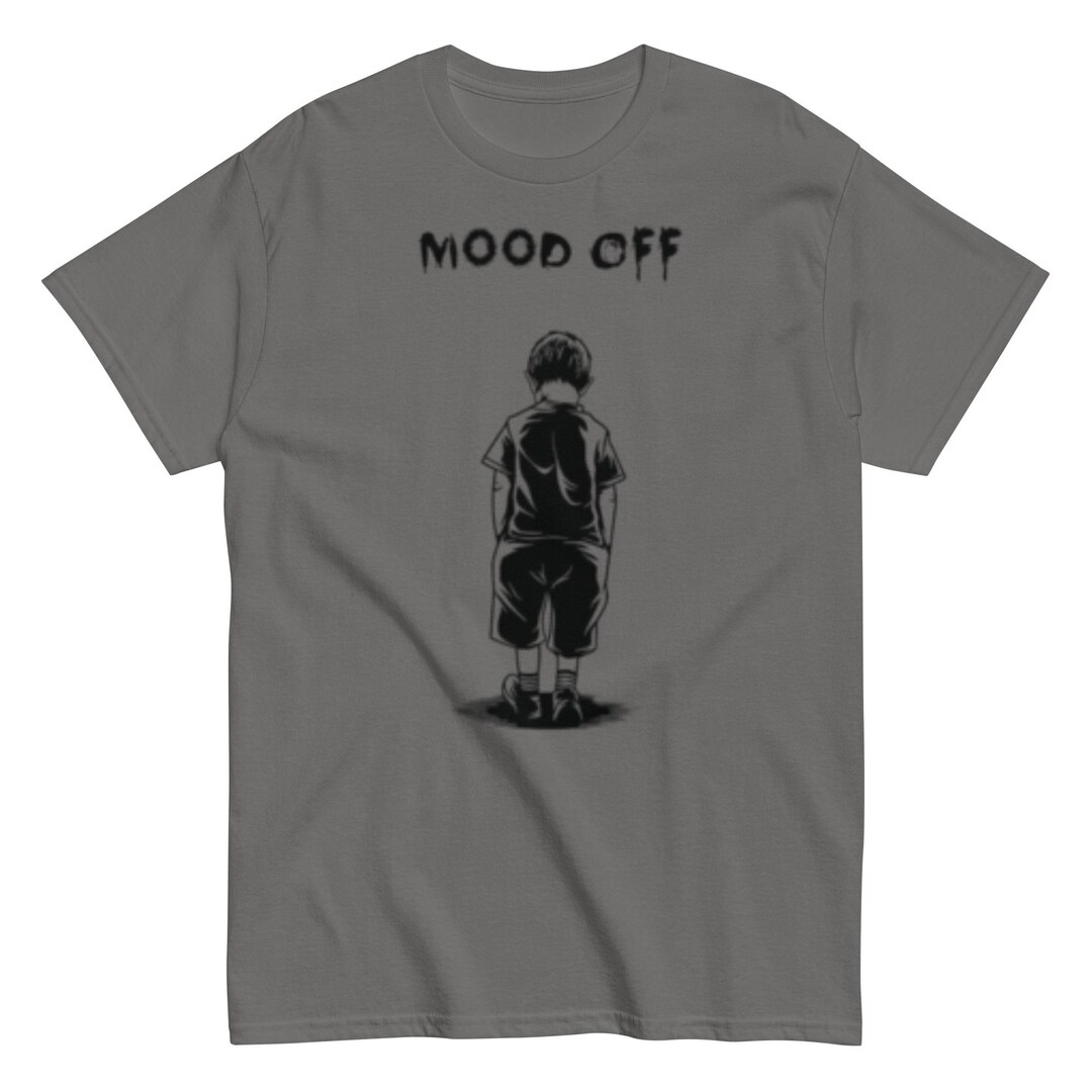 Mood off T-shirt • Minimalist Sad Boy Illustration • Black and White ...