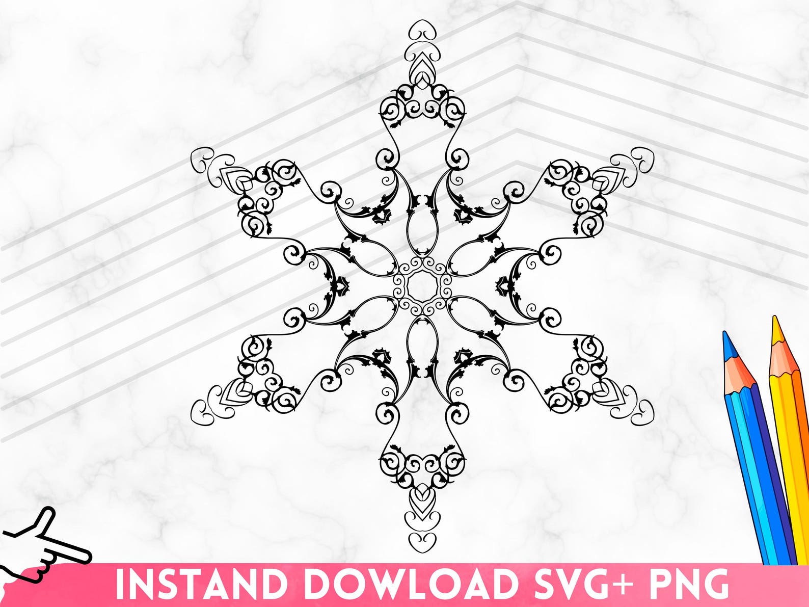 Snowflake Mandala SVG, Mandala Clipart, Snowflake Svg Bundle, Snowflake ...