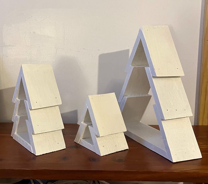 Rustic/painted Wooden Christmas Tree Set - Etsy