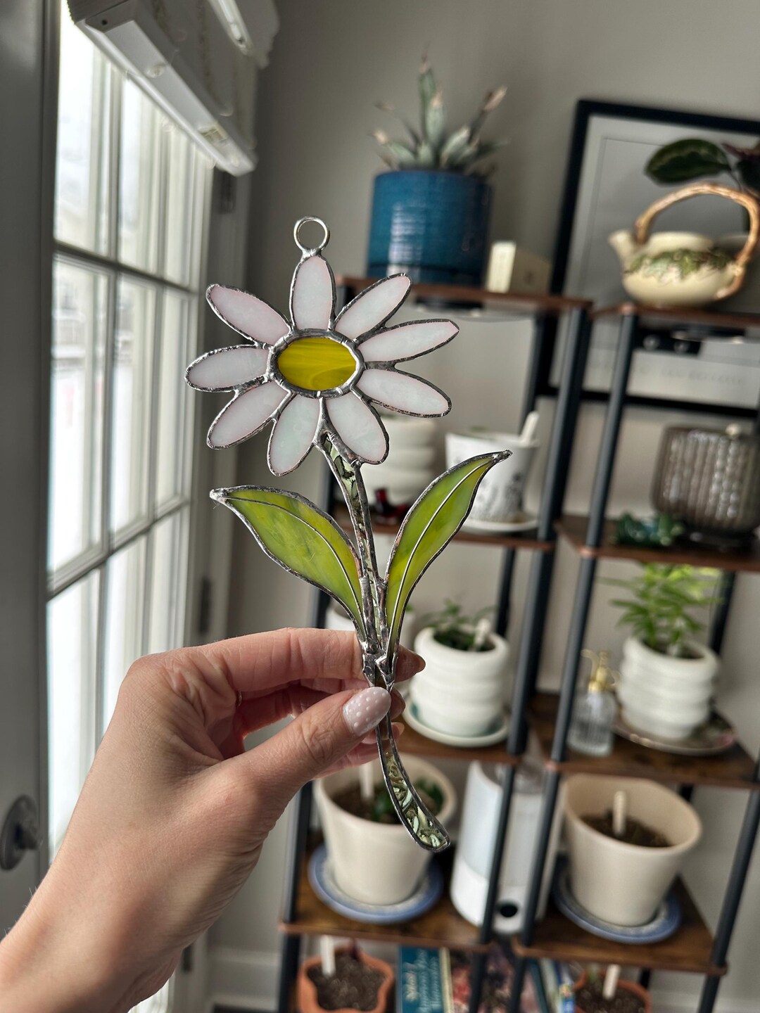 Daisy Stained Glass Window Hanging - Etsy