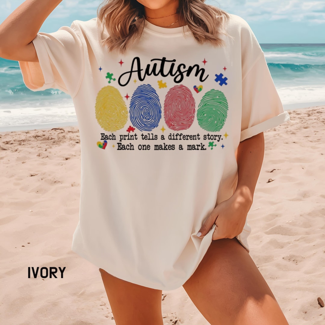 Autism Fingerprint Comfort Colors®, Autism Awareness Tee for Women ...